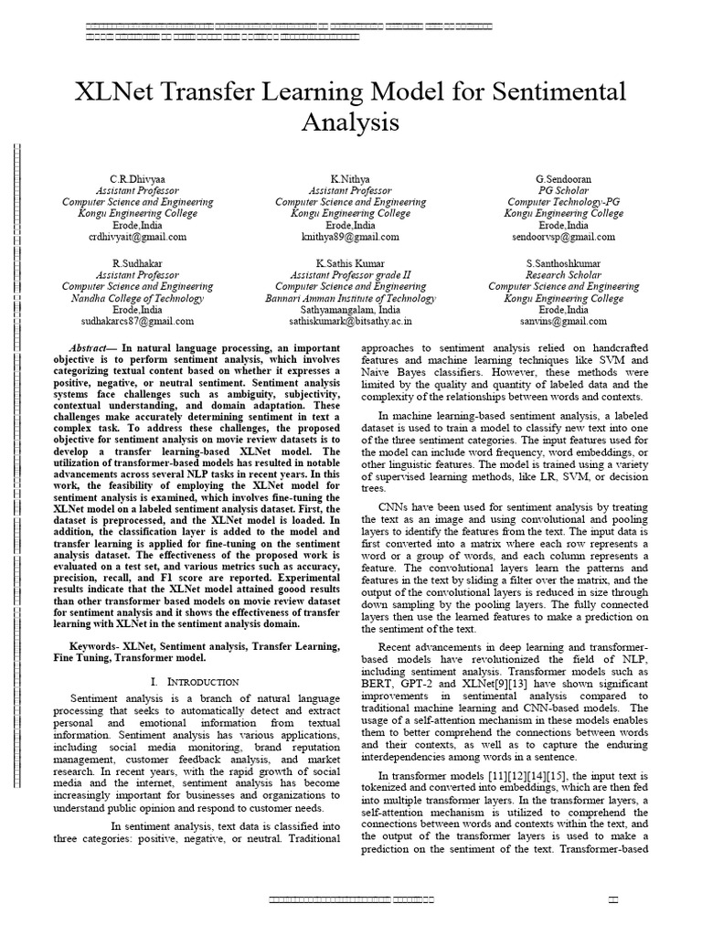 XLNet Transfer Learning Model For Sentimental Analysis | PDF | Accuracy ...