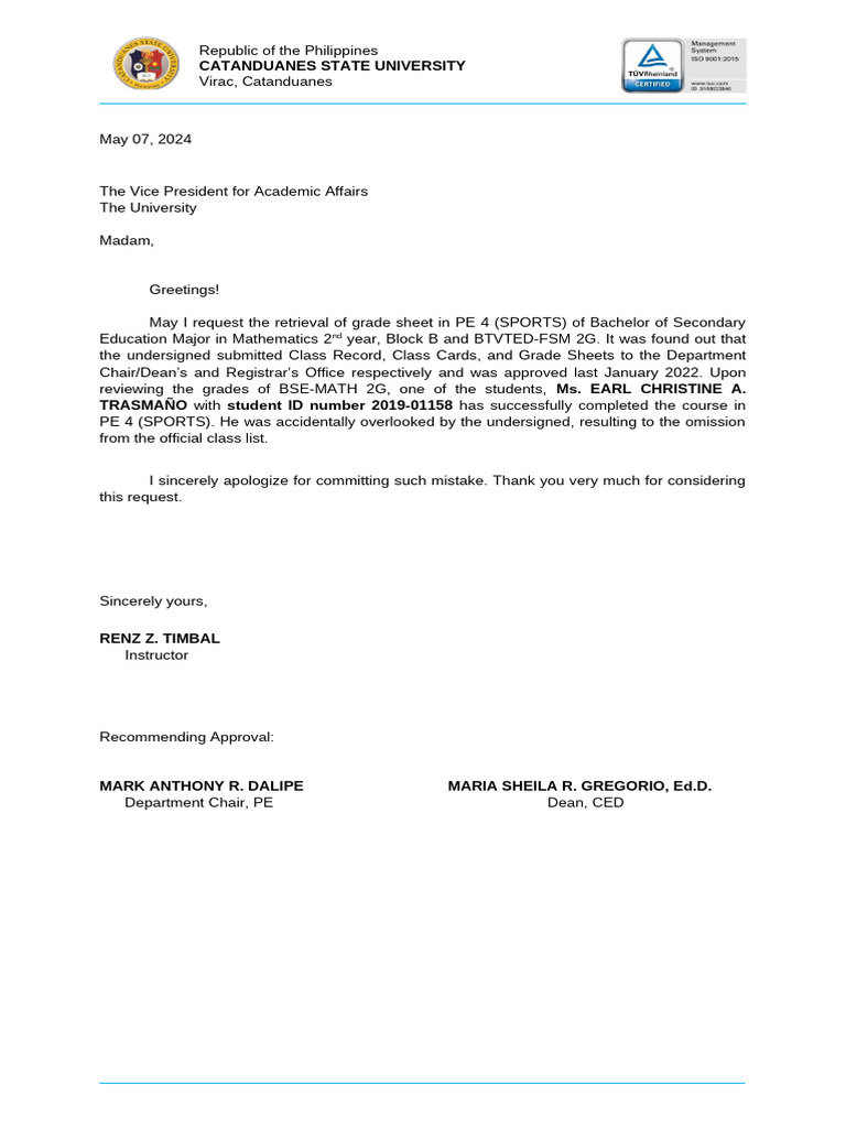 Grade Sheet Retrieval Request | PDF