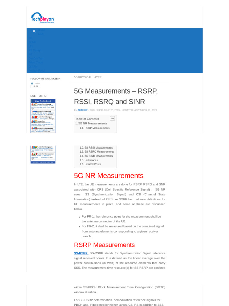 5G Measurements - RSRP, RSSI, RSRQ and SINR - Techplayon | PDF | Signal To Noise Ratio ...