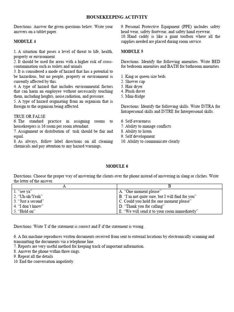 Housekeeping Safety and Skills Guide | PDF | Hazards | Safety