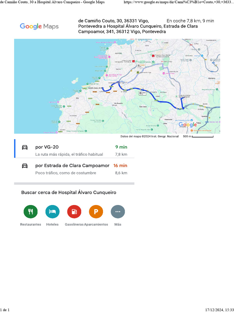De Camiño Couto, 30 A Hospital Álvaro Cunqueiro - Google Maps | PDF