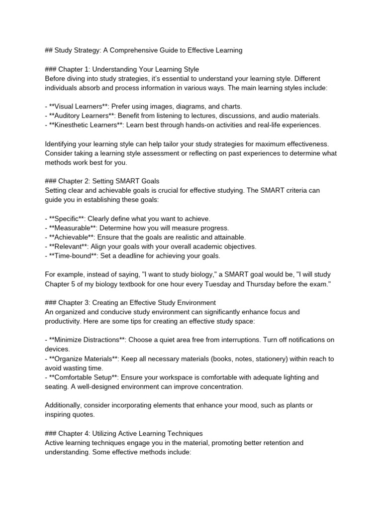 ## Study Strategy_ a Comprehensive Guide to Effective Learning | PDF ...