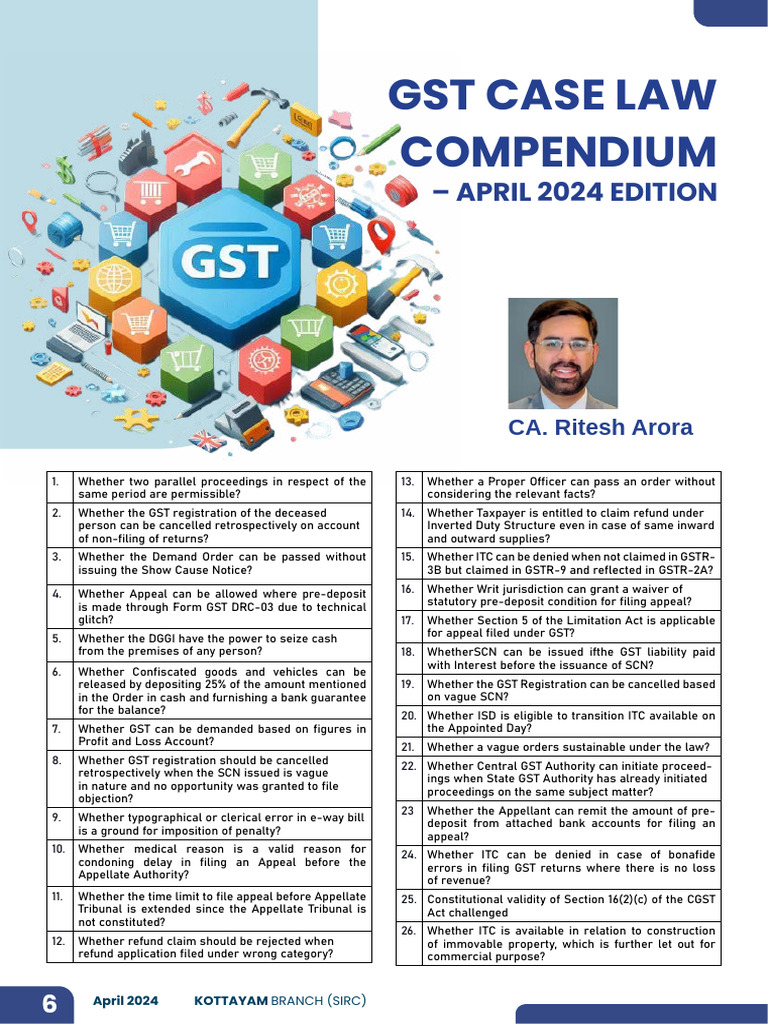 April 2024 GST Case Law Compendium | PDF | Appeal | Tax Refund
