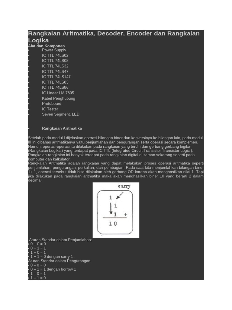 Rangkaian Aritmatika Adder Decoder | PDF