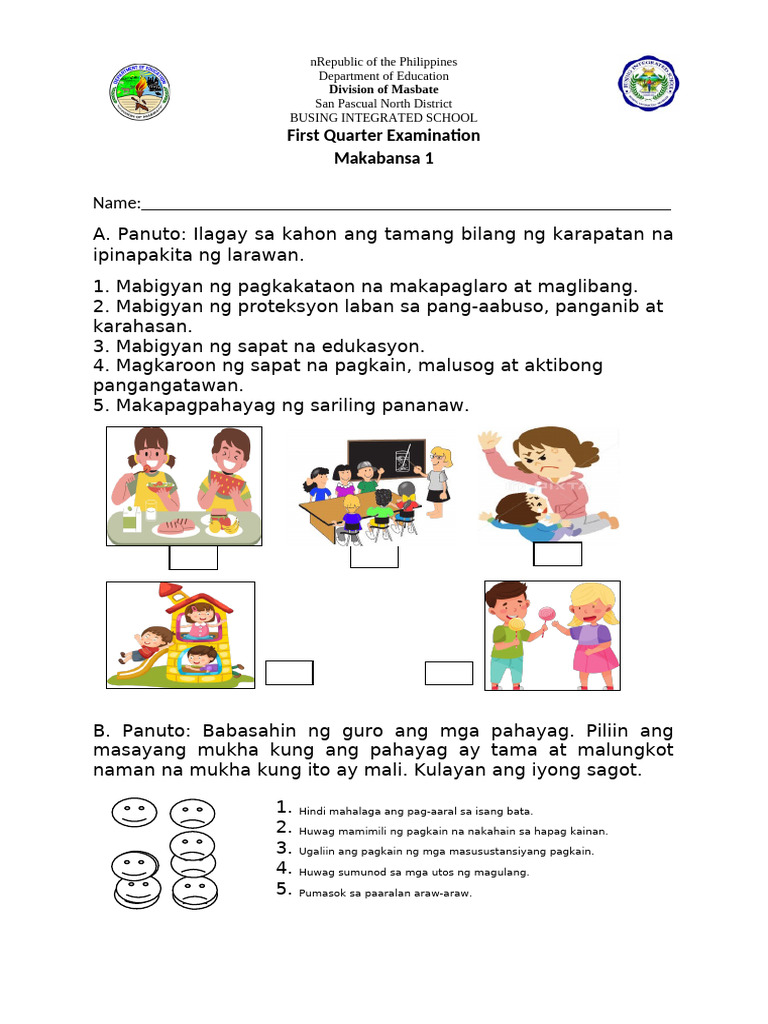 1st Quarter Exam-MAKABANSA | PDF