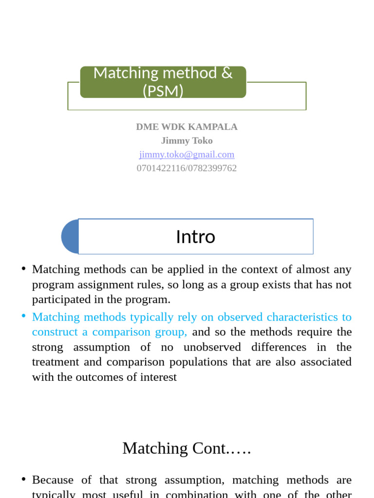 Matching Method (PSM) - Mbarara. Toko | PDF | Statistics | Quantitative ...