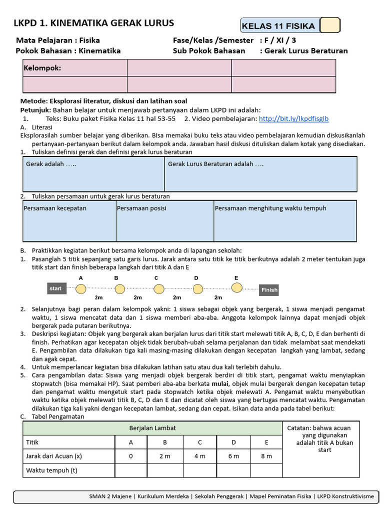 LKPD 1 Kinematika Gerak Lurus-1 | PDF