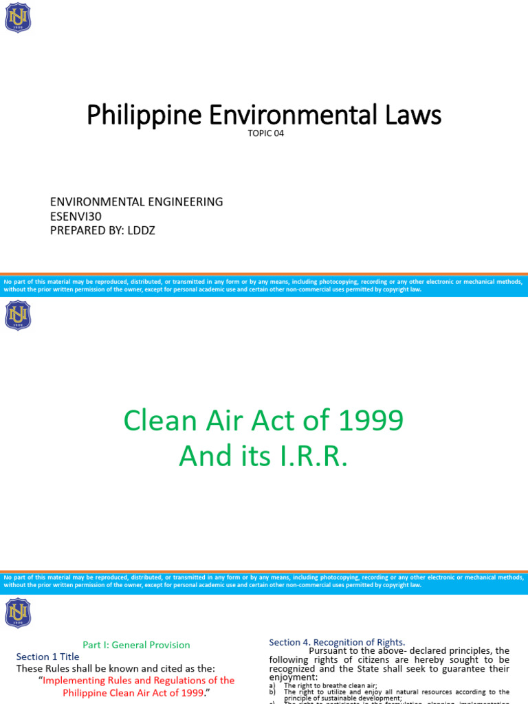 ESENVI30 - ToPIC 04 - Environmental Laws | PDF | Sewage Treatment ...