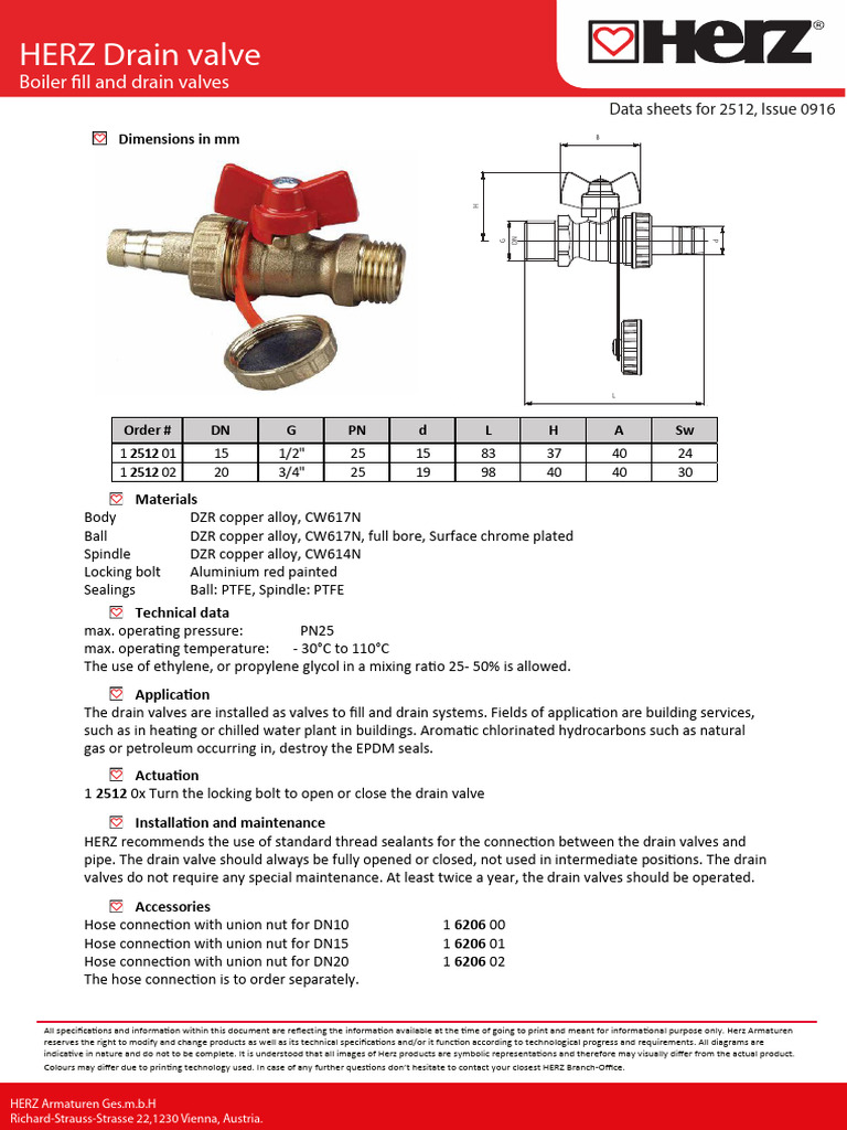 25 - HERZ-DZR Drain Valve | PDF | Valve | Pipe (Fluid Conveyance)
