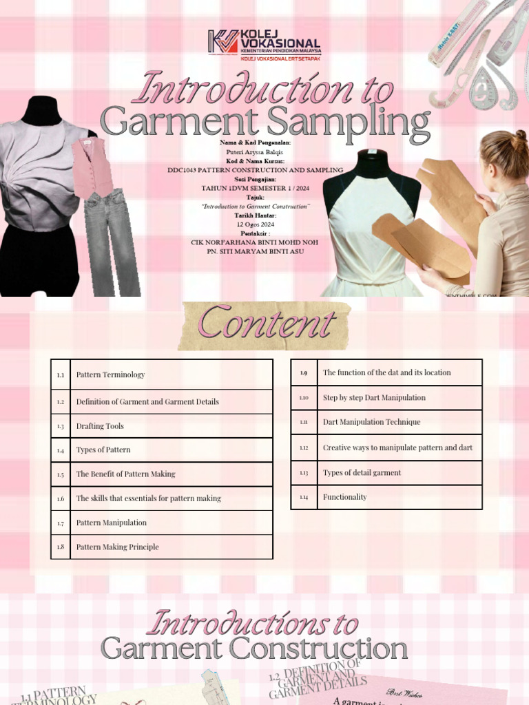 Introduction To Garment Construction (PCS) - Diploma KV Fashion Design ...