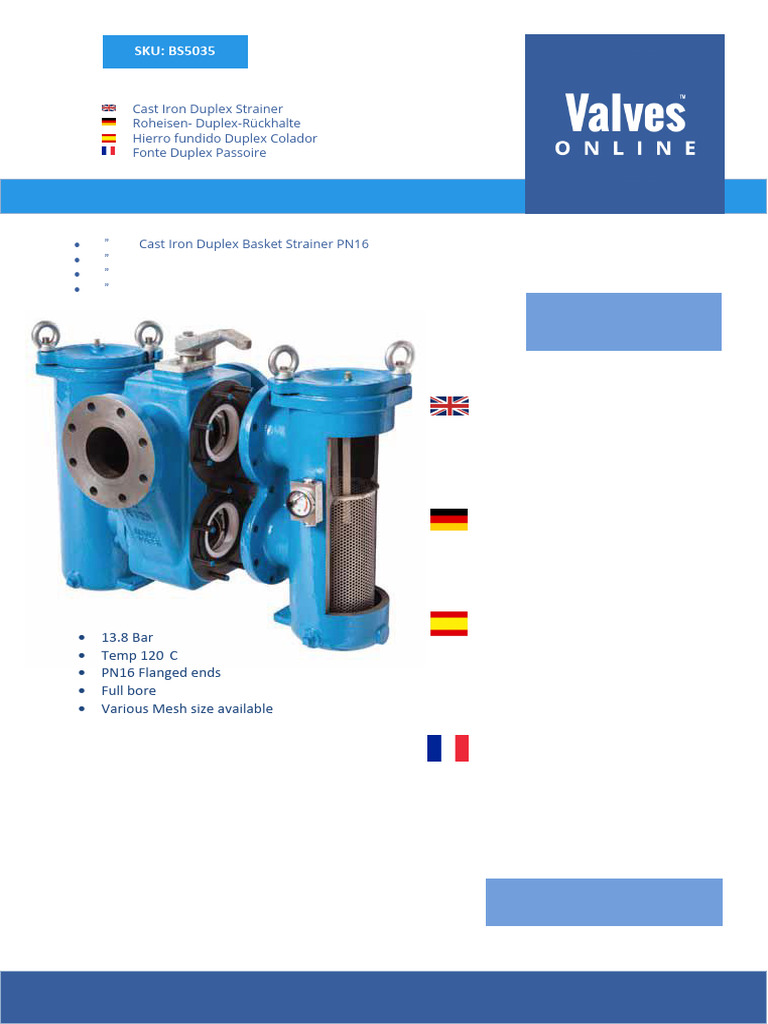 Cast Iron Duplex Basket Strainer pn16 | PDF | Viscosity | Gases