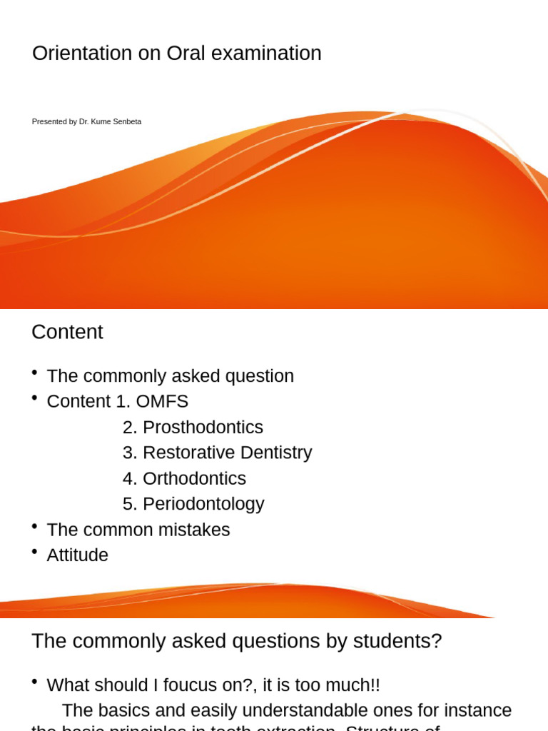Oreintation On Oral Examination | PDF