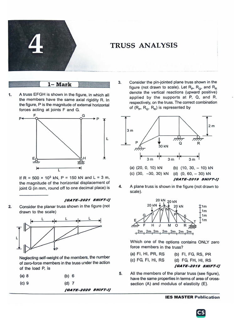 Truss ESE GATE Questions | PDF