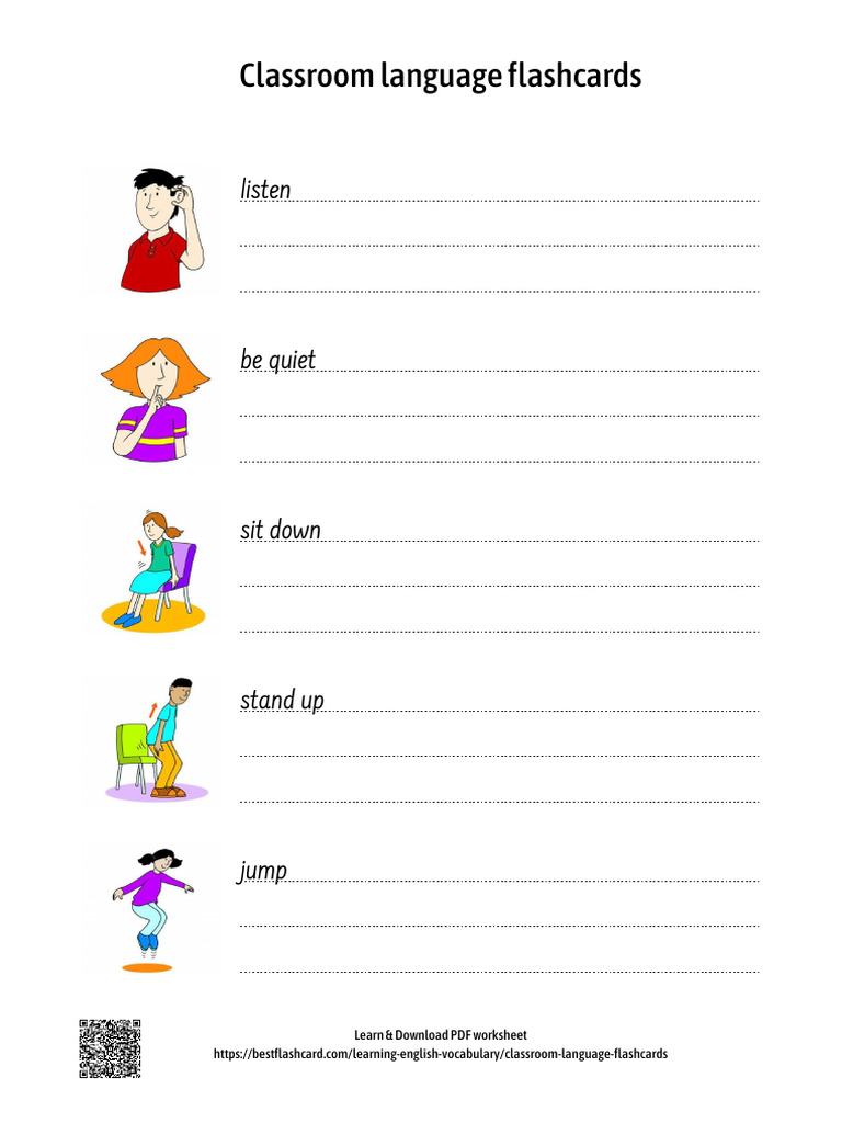 Classroom Language Flashcards: Listen | PDF