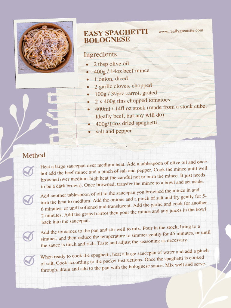 Purple Ripped Paper Food Recipe Card.pdf | PDF | Foods | Cuisine