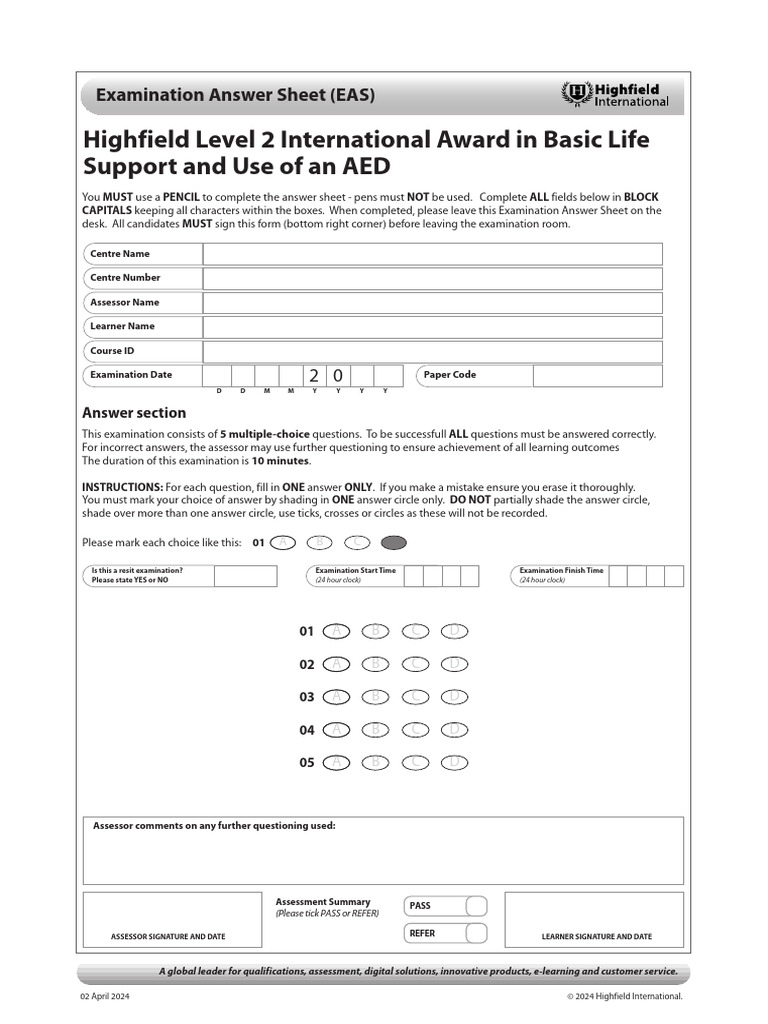 Basic Life Support Exam Instructions | PDF | Learning