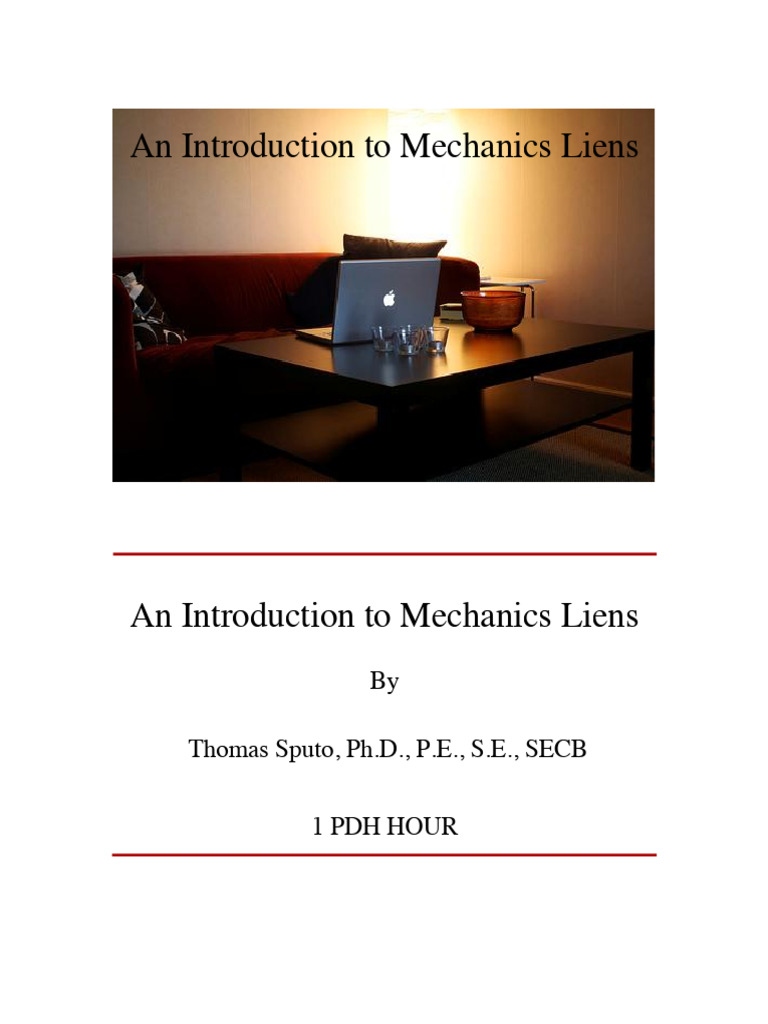 Introduction To Mechanics Liens | PDF | Civil Law (Legal System) | Real ...