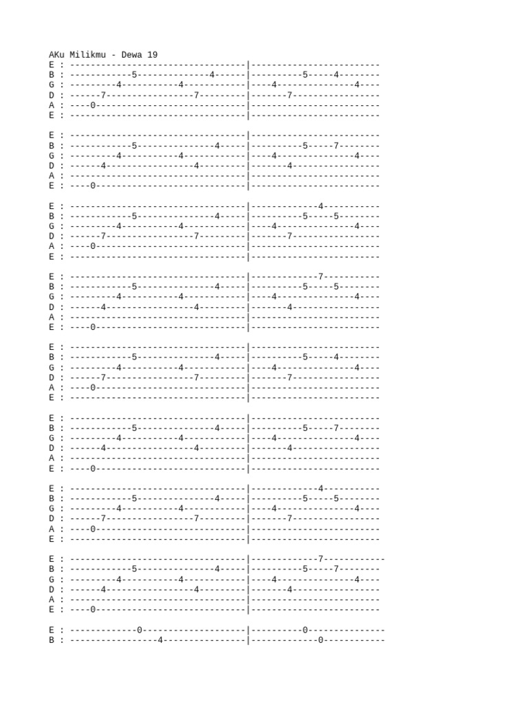 Tab Gitar "Aku Milikmu" | PDF