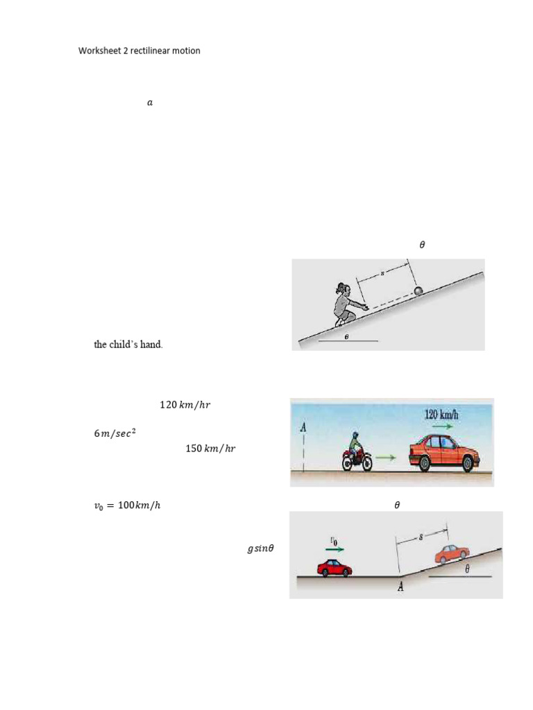 Worksheet 2 Rectilinear Motion | PDF | Acceleration | Takeoff