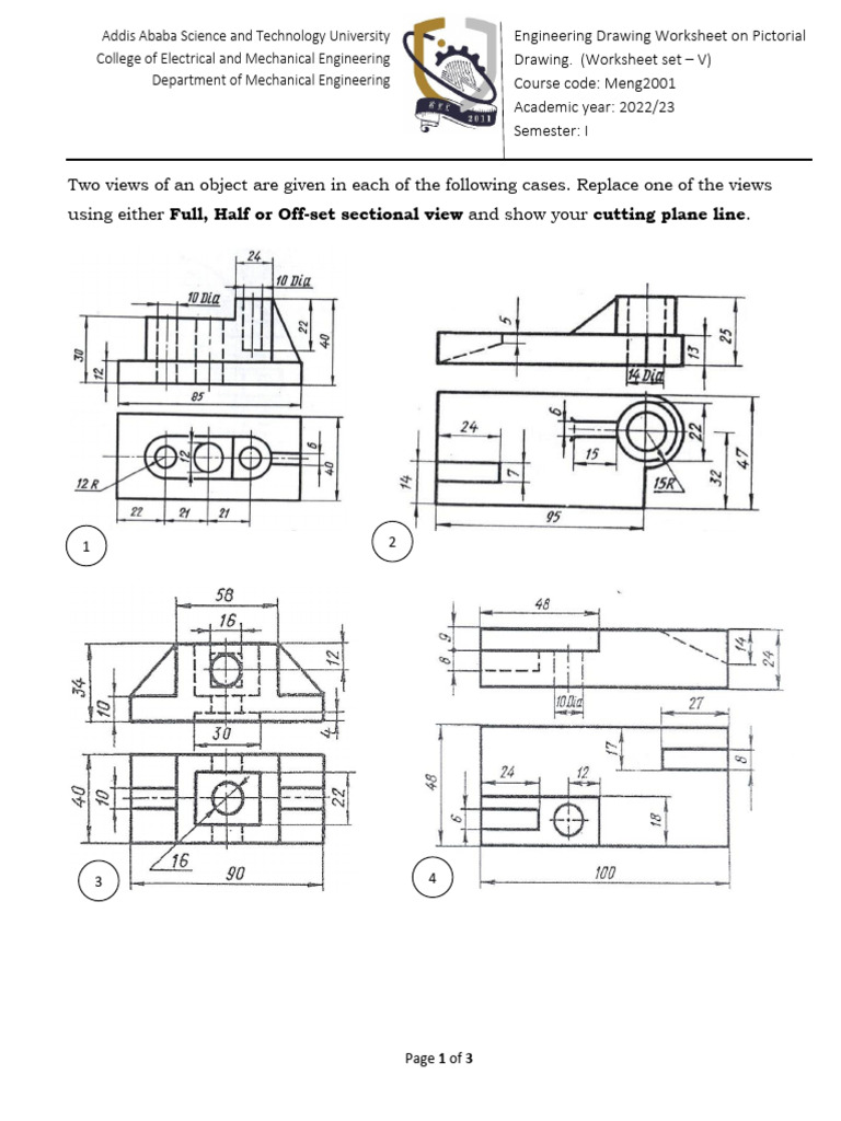 AASTU_Sectional View_Worksheet_set 05 | PDF