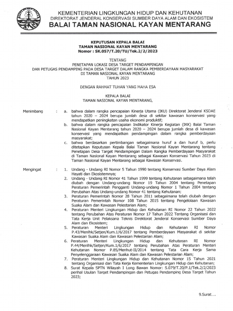 SK 057 Penetapan Lokasi Desa Target Penampingan Dan Petugas Pendamping Pada Desa Target Dalam ...