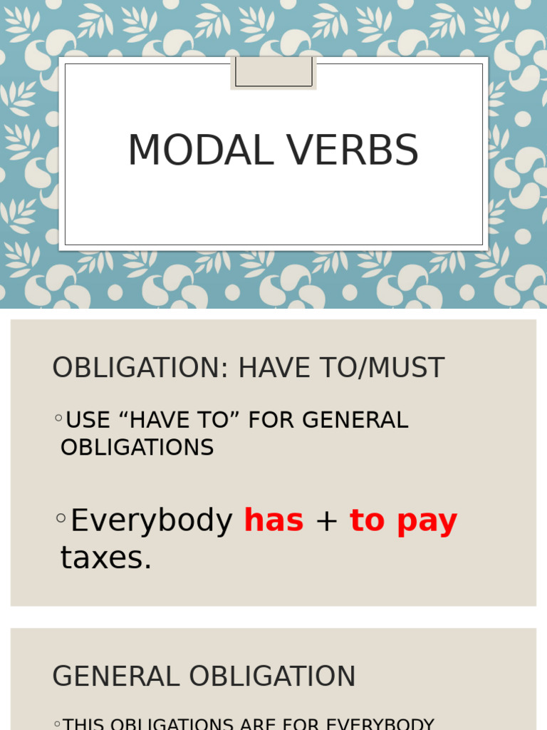 B2 Guide to Modal Verbs: Obligation | PDF