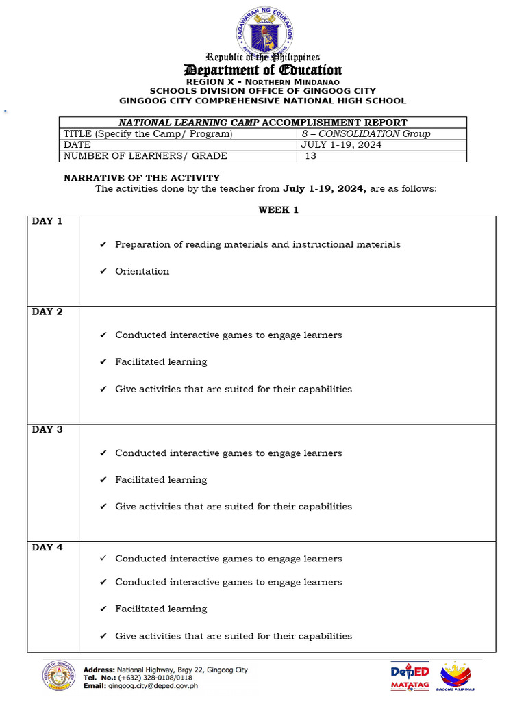 Daily-Accomplishment-Report-Template | PDF | Learning | Behavior ...