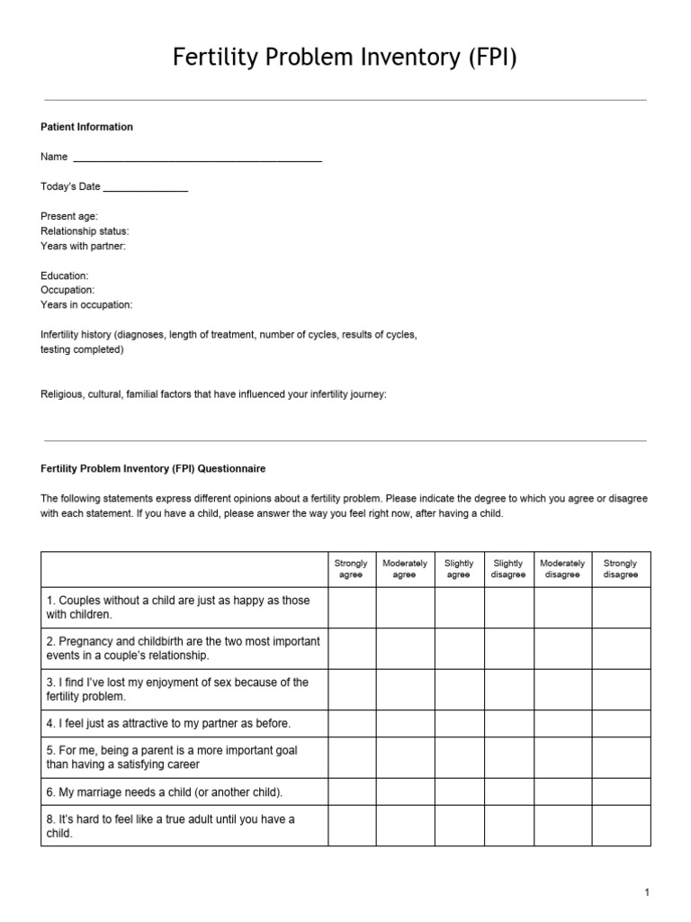 FPI - Fertility Problem Inventory | PDF | Infertility | Fertility