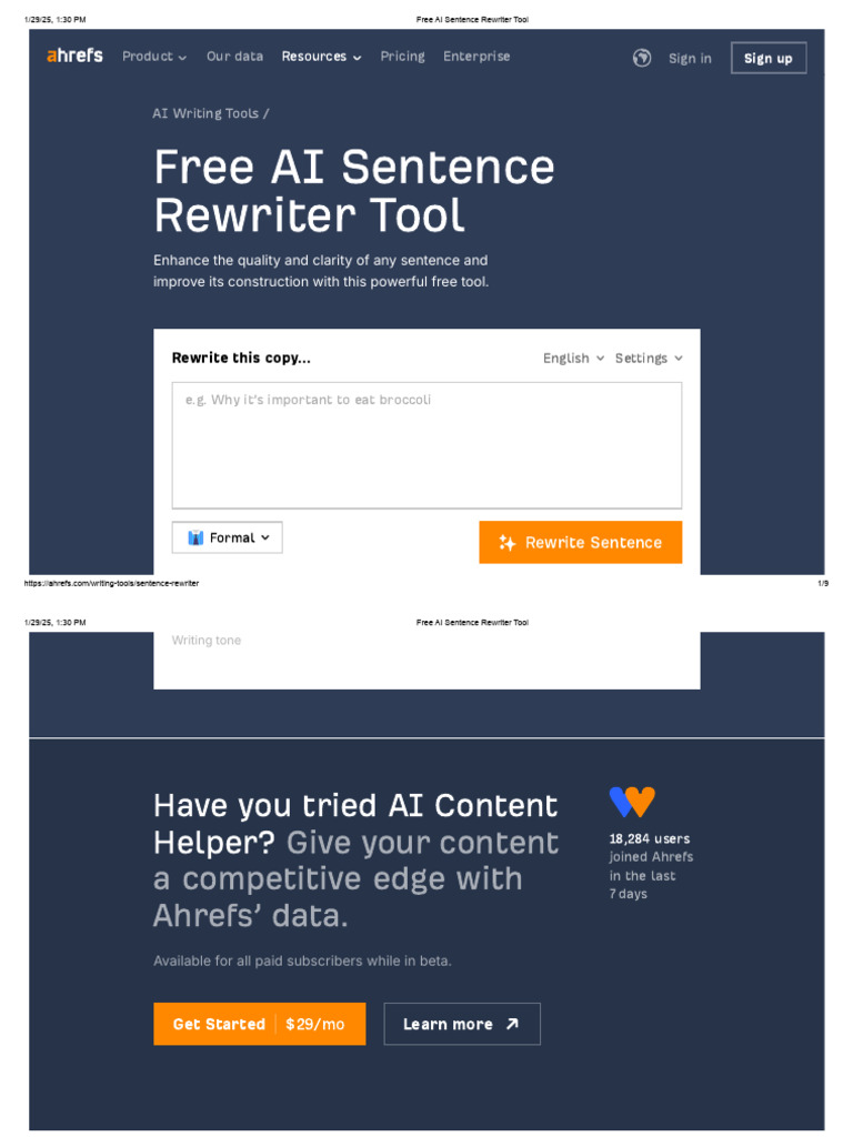 Free AI Sentence Rewriter Tool | PDF | Artificial Intelligence | Intelligence (AI) & Semantics