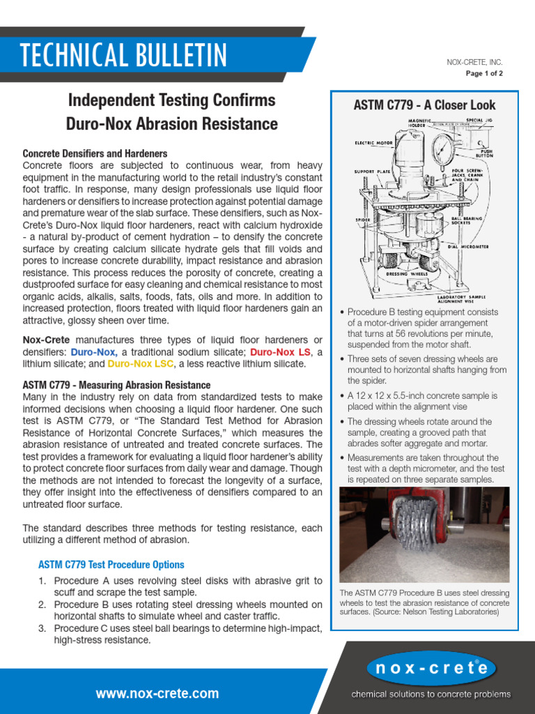 Duro-Nox Abrasion Resistance Testing Results | PDF | Concrete | Wear