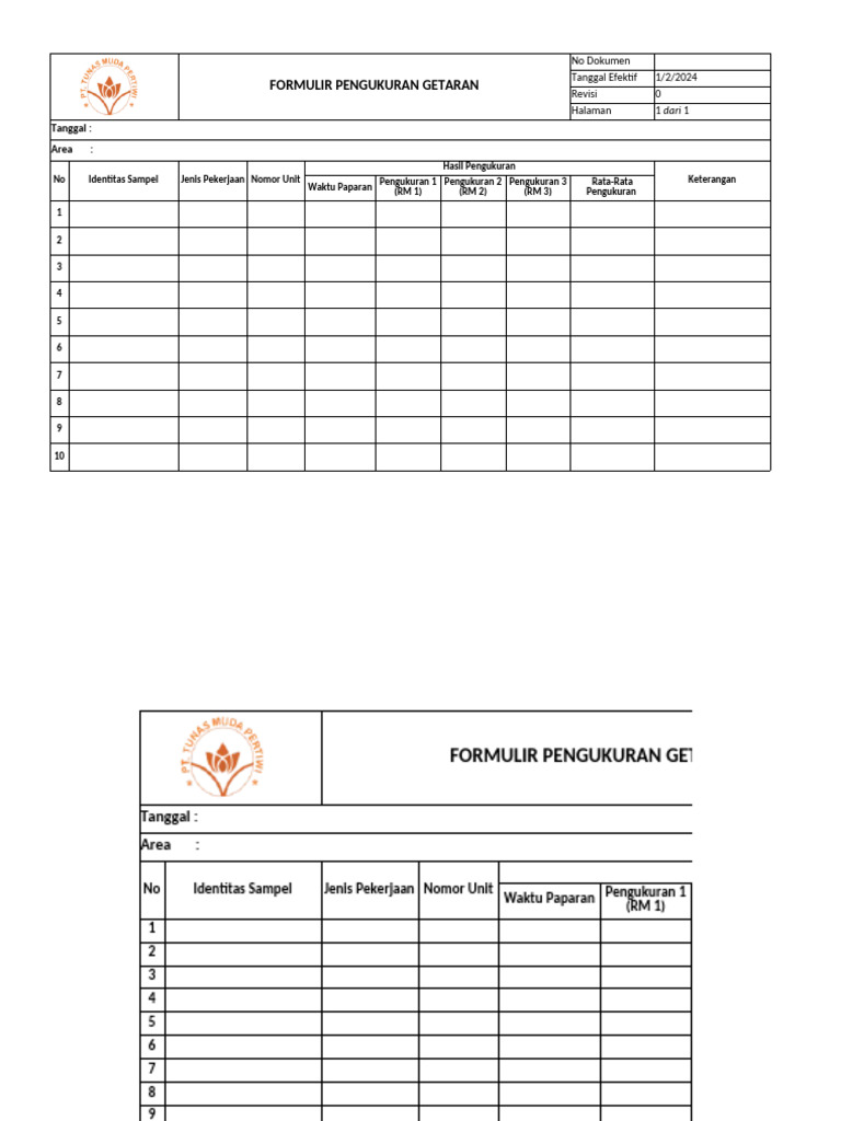 Form Pengukuran Getaran | PDF