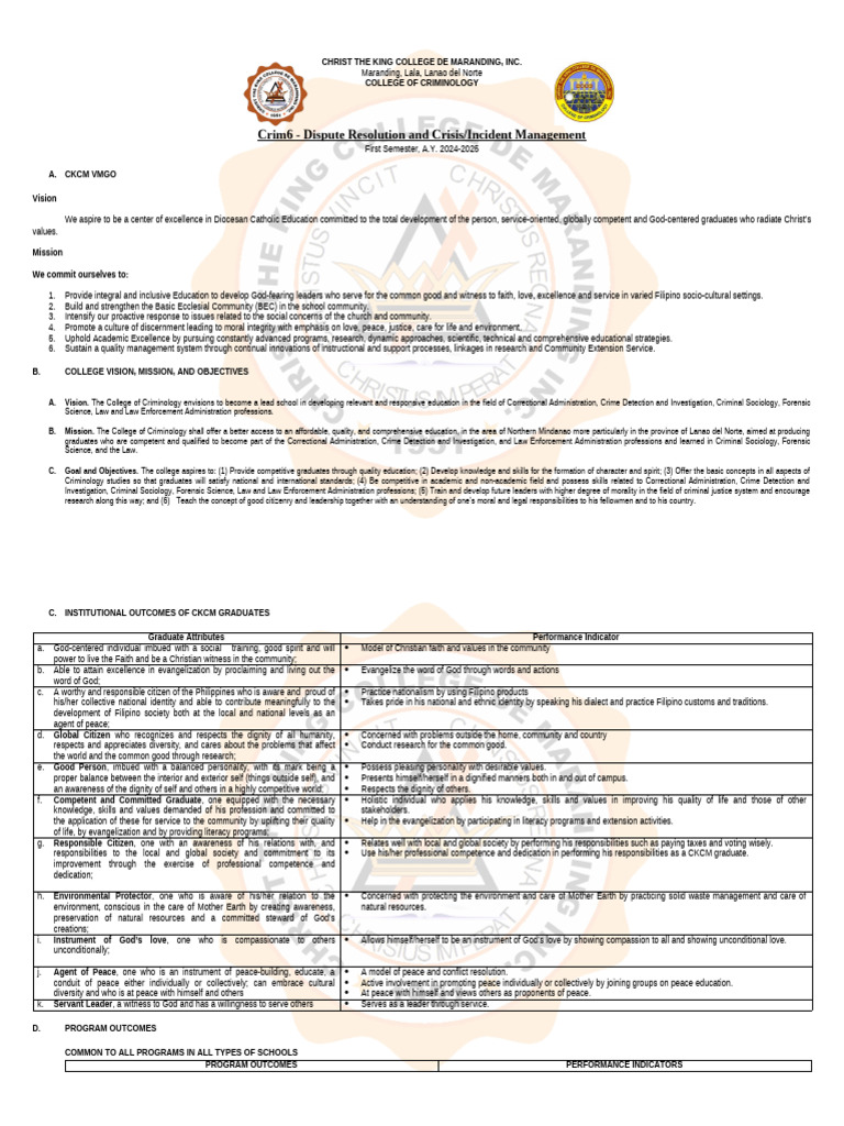 Crim 6-2024-Syllabus | PDF | Mediation | Crimes