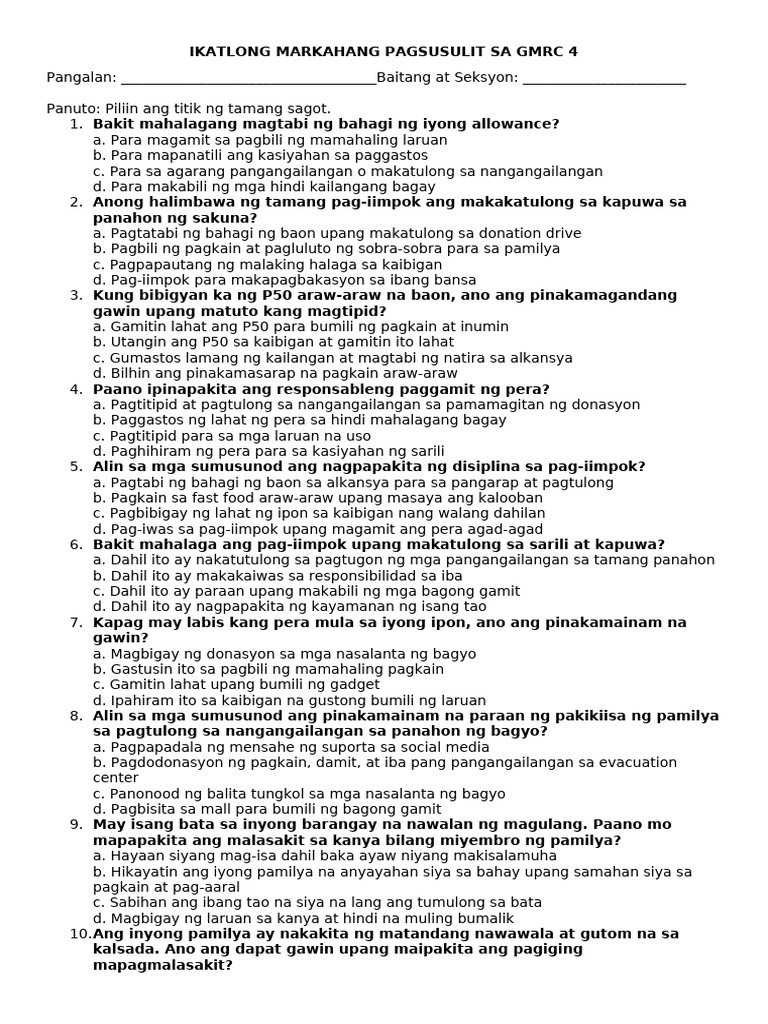 G4 Esp - GMRC - Q3 Periodical | PDF