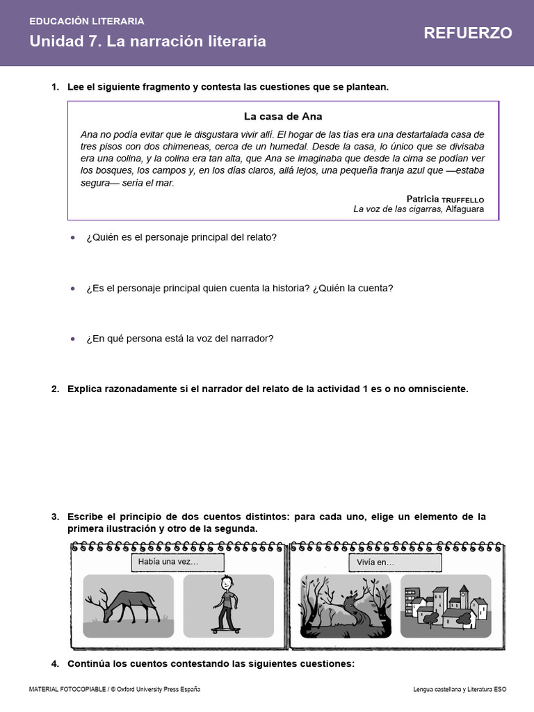 U7 Ref Sol Educacion Literaria Narracion Literari | PDF | Cuentos ...