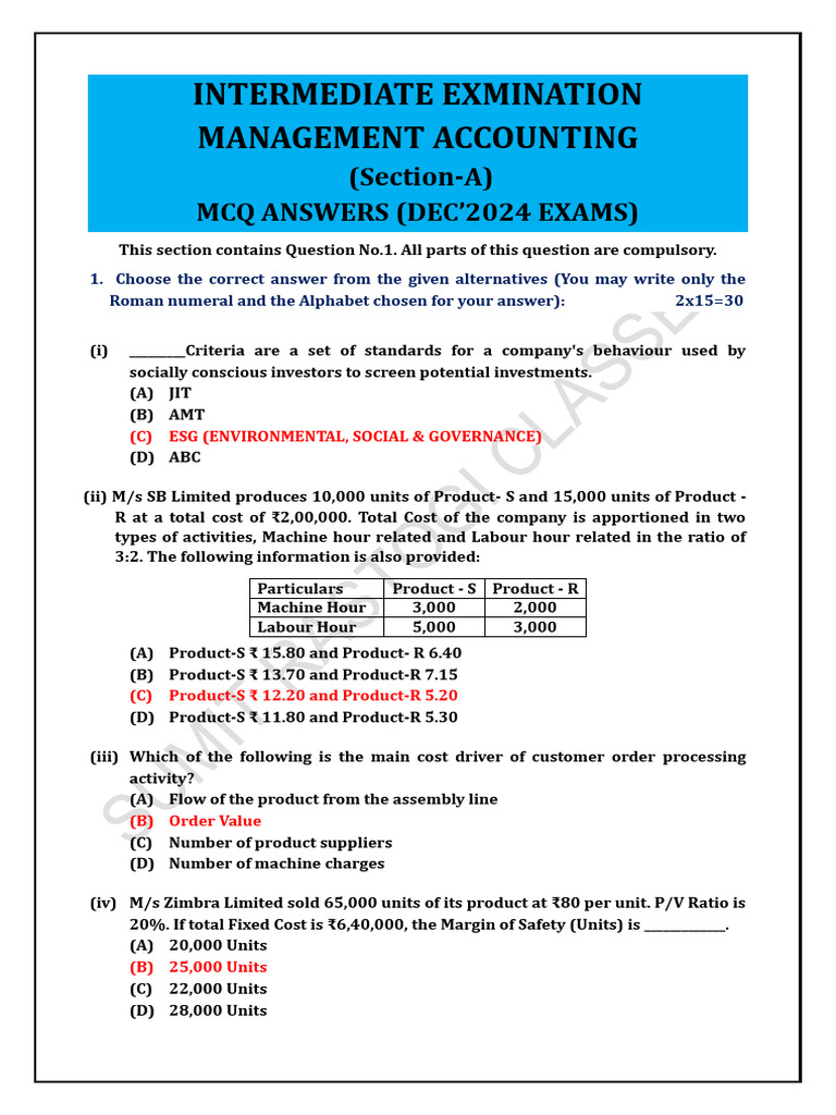 Ma - MCQ With Answers - Dec'24 Exam - 250129 - 133620 | PDF | Investing | Financial Economics