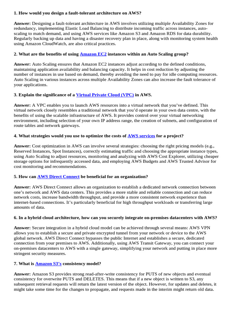 About AWS Interview Question - 2024 | PDF | Amazon Web Services | Cloud Computing