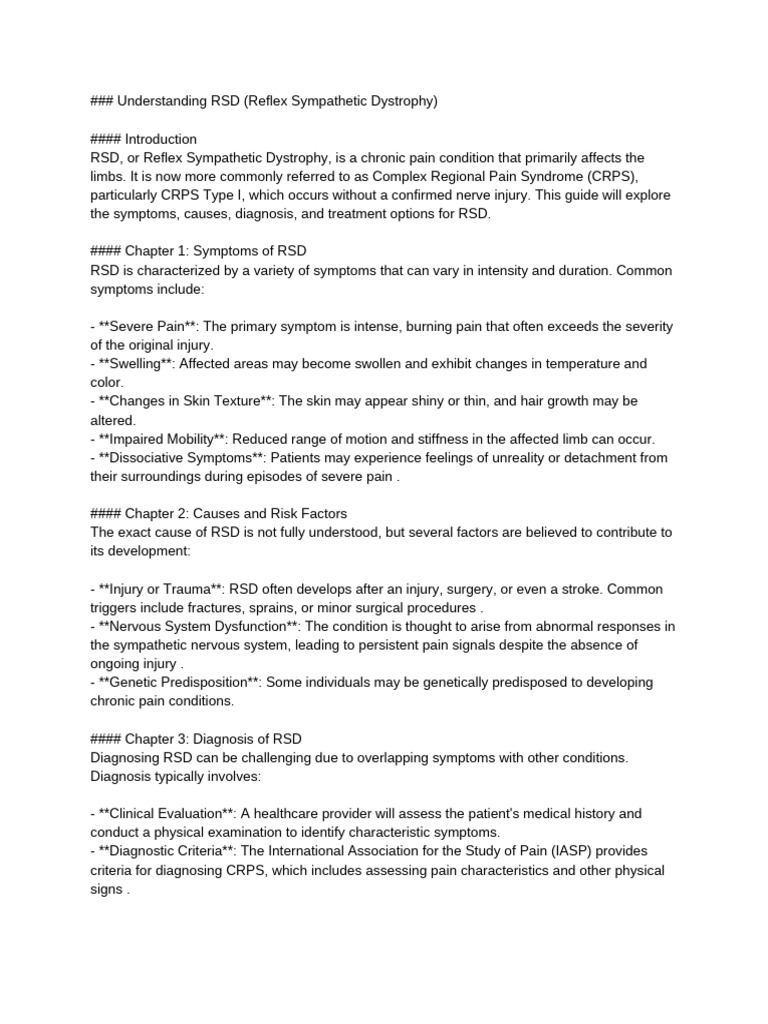 Understanding RSD (Reflex Sympathetic Dystrophy) | PDF | Pain ...