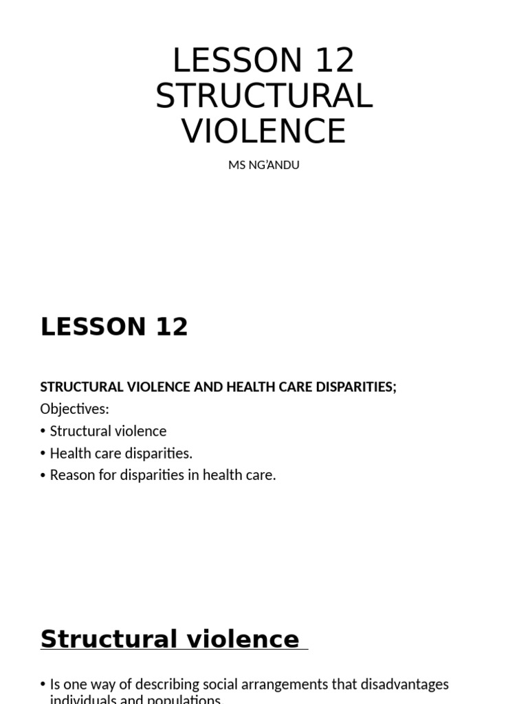 Lesson 12 Structural Violence | PDF