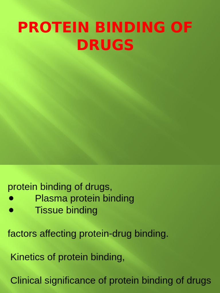 Drug Protein Binding Mechanisms Explained | PDF | Biochemistry | Chemistry