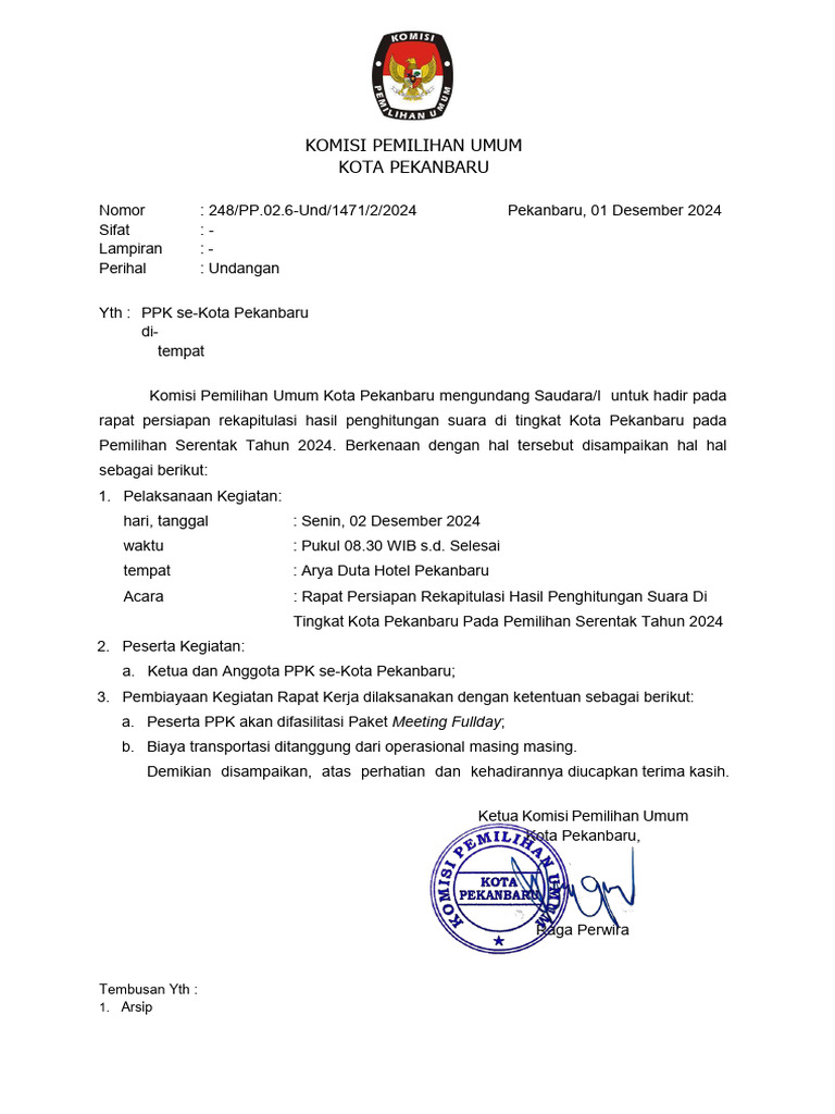 248 Undangan PPK Pra Pleno | PDF