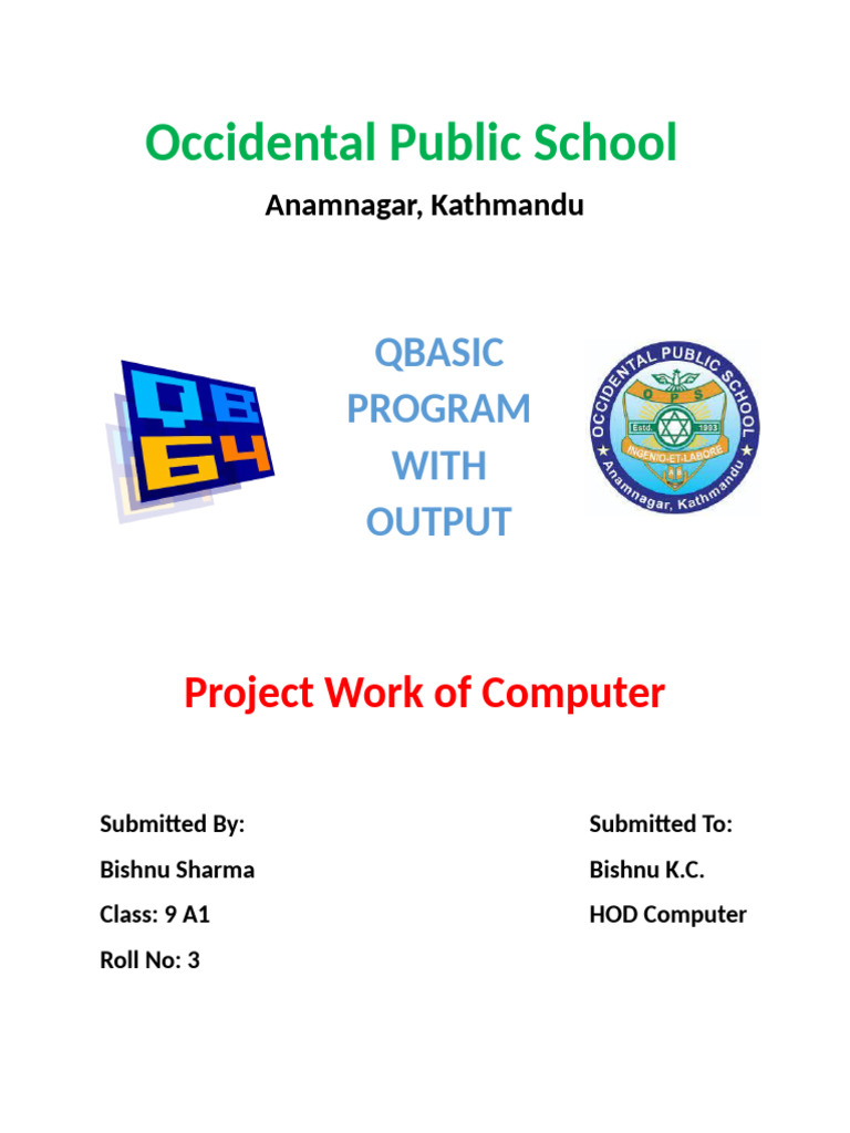 QBASIC Programming Project Overview | PDF