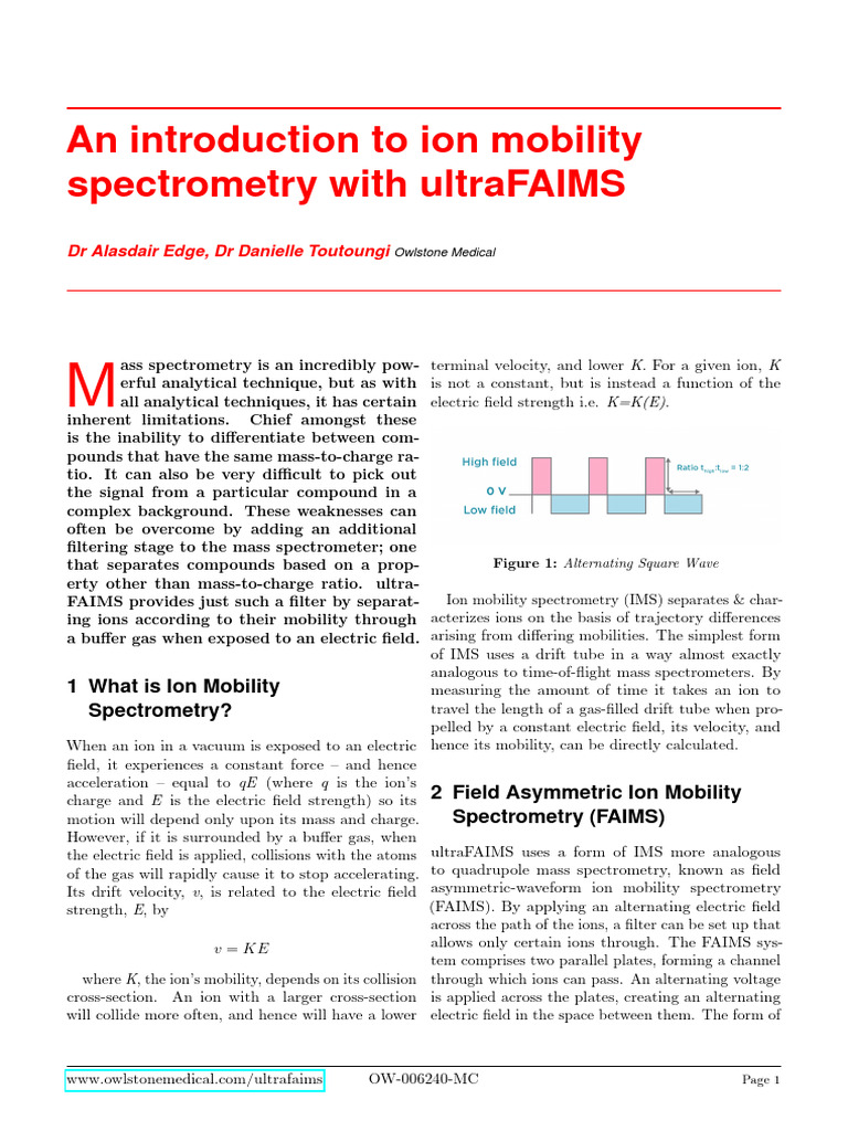 OW 006240 MC Introduction IMS UltraFAIMS | PDF | Mass Spectrometry | Physical Phenomena