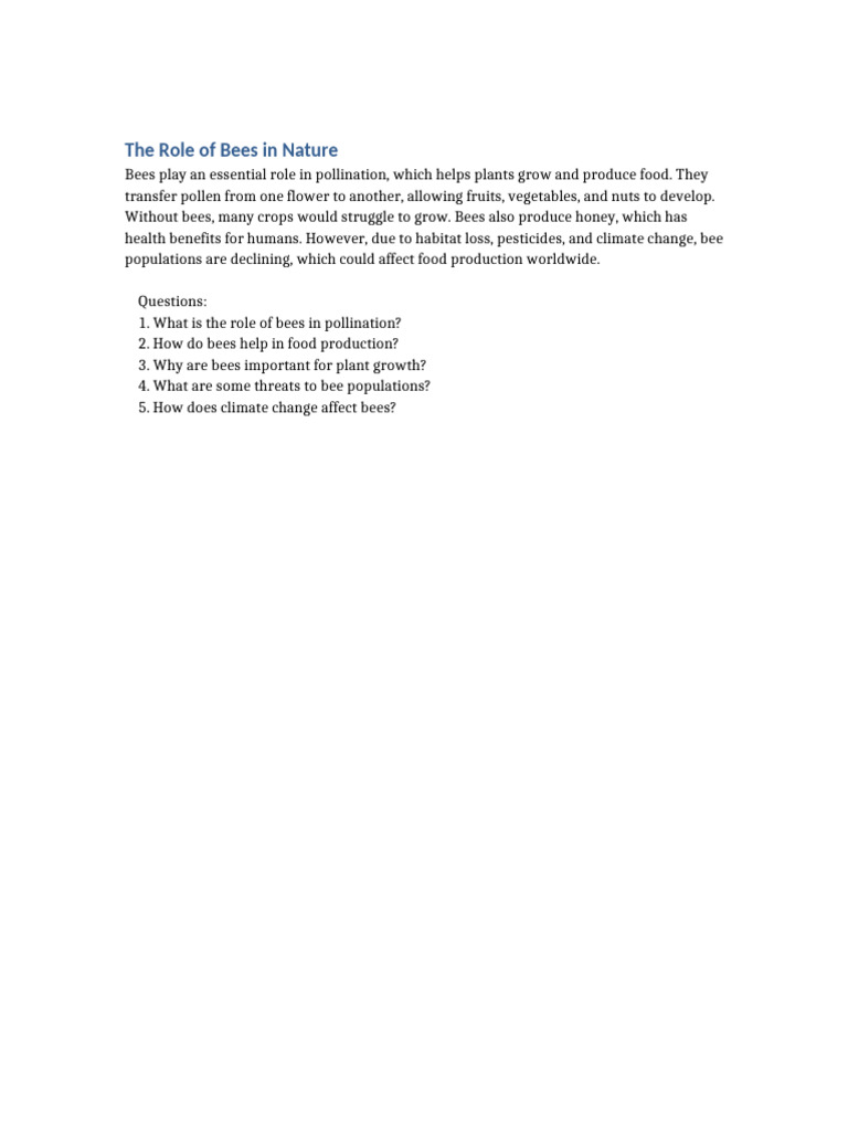 Importance of Bees in Ecosystems | PDF