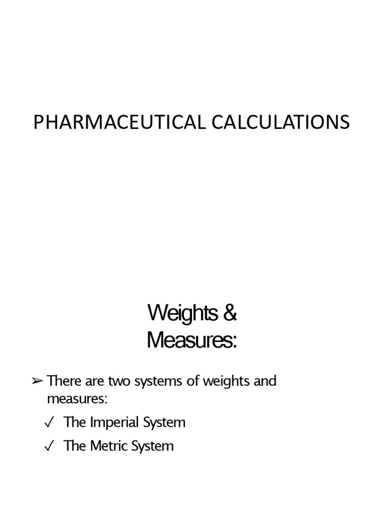 Pharmaceutical Calculations | PDF | Pound (Mass) | Osmosis