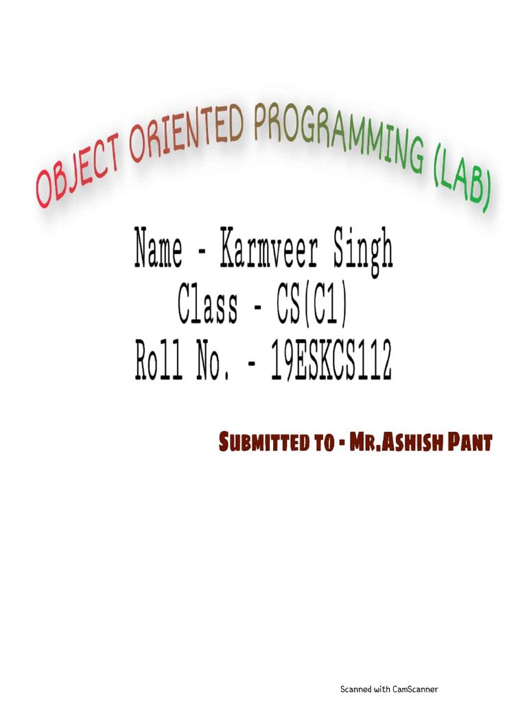 19eskcs112@karmveer Singh Oops Lab | PDF