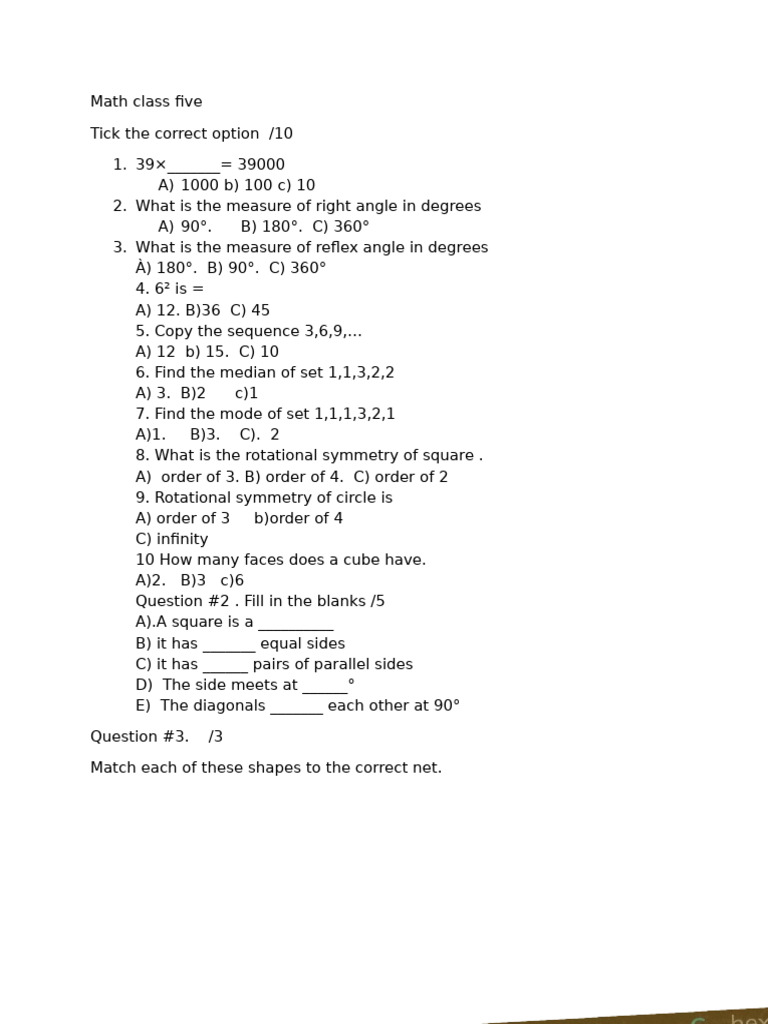 Math 5th Paper | PDF