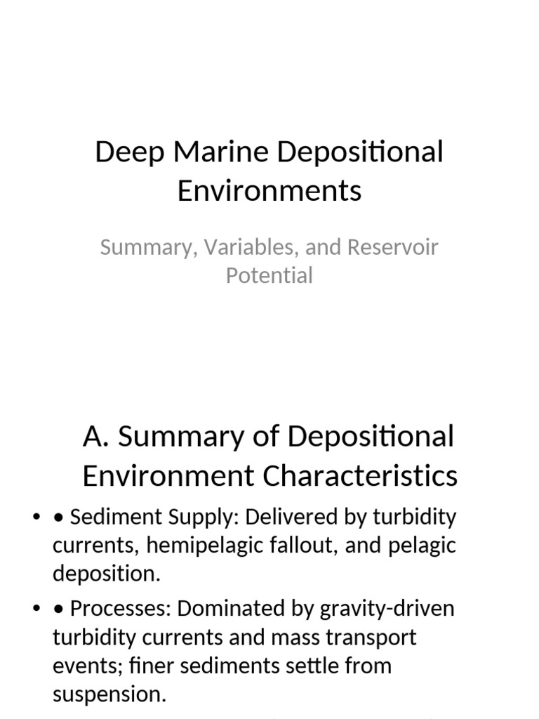 Deep Marine Depositional Environments | PDF