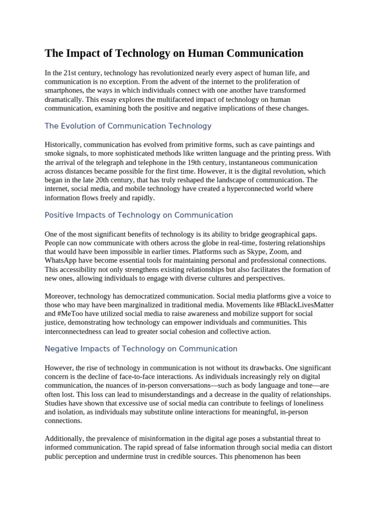 Technology's Impact on Communication | PDF | Communication | Social Media