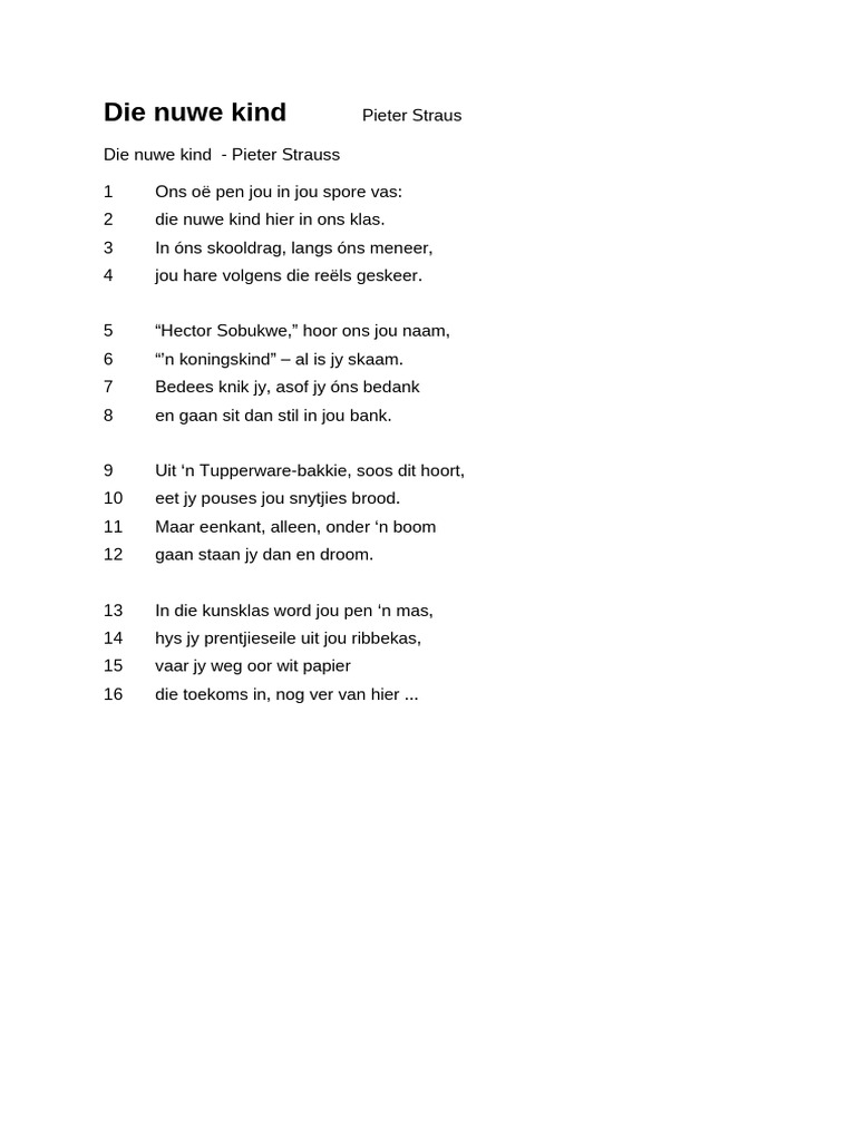 Die Nuwe Kind Pieter Straus | PDF