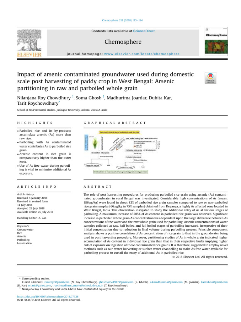 Chemosphere 2018 | PDF | Rice | Arsenic